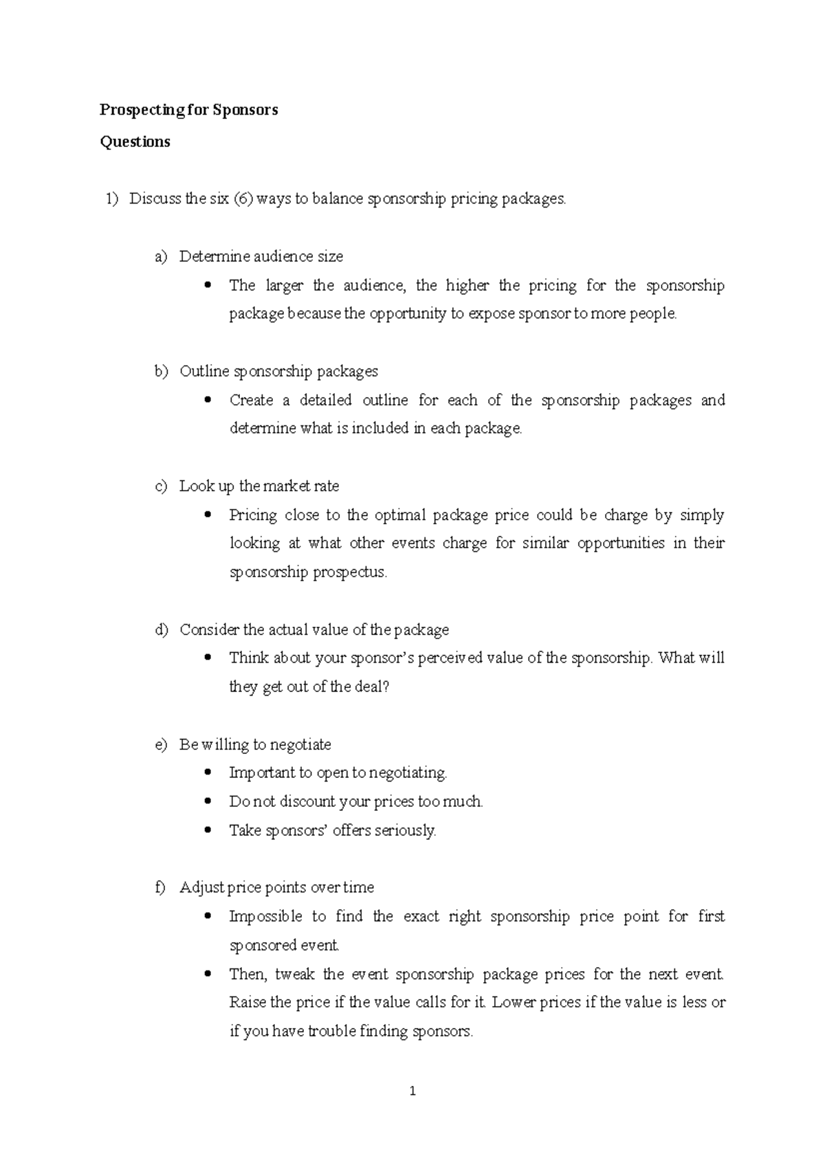 8 Prospecting For Sponsors - Prospecting for Sponsors Questions Discuss ...