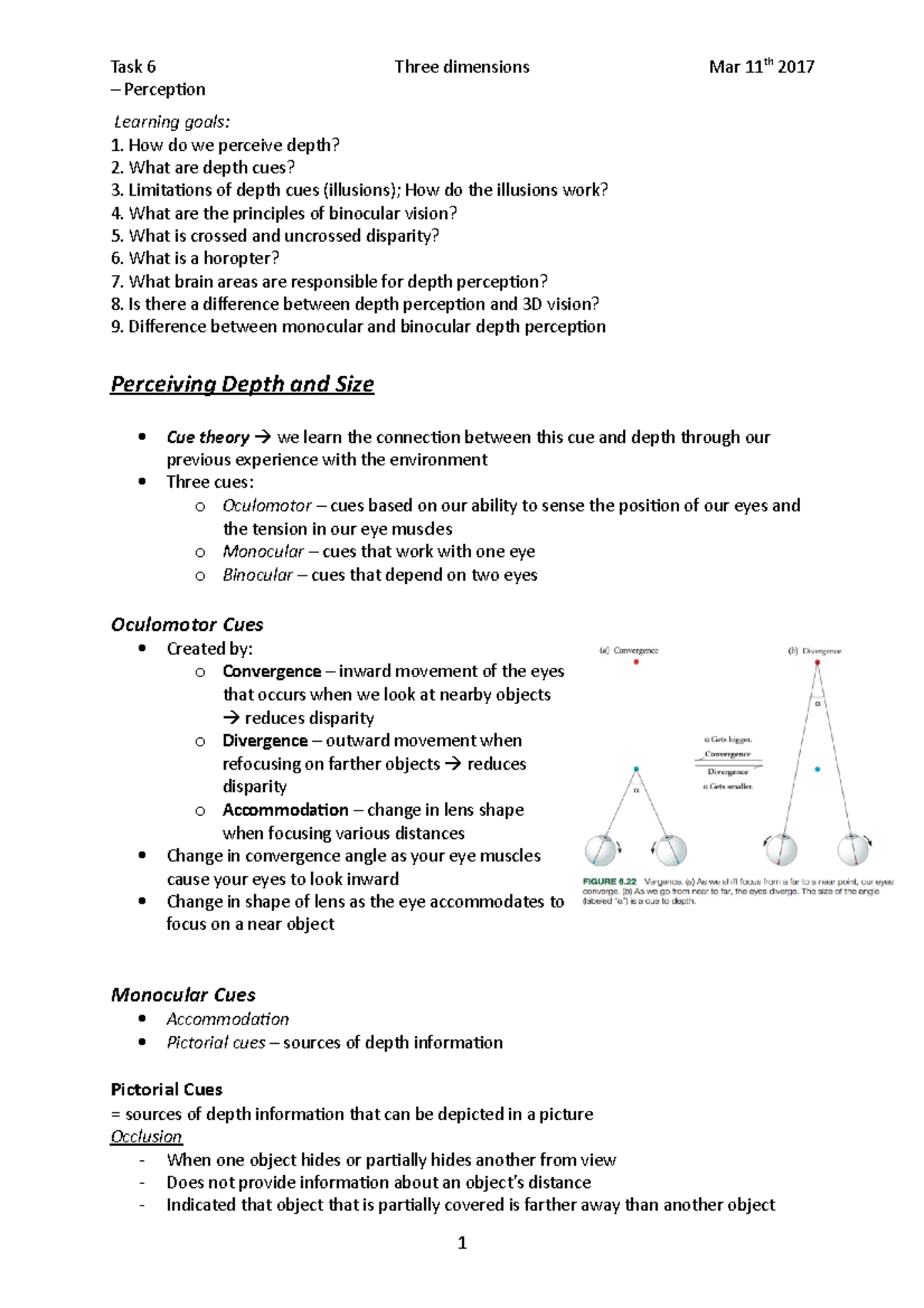 Task 6 - Three dimensional perception - Perception Learning goals: How ...
