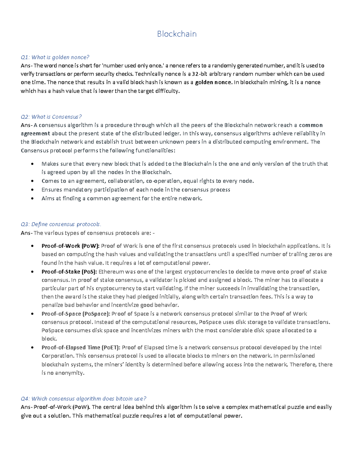 Blockchain - It consists of all the endsem notes required - Blockchain ...