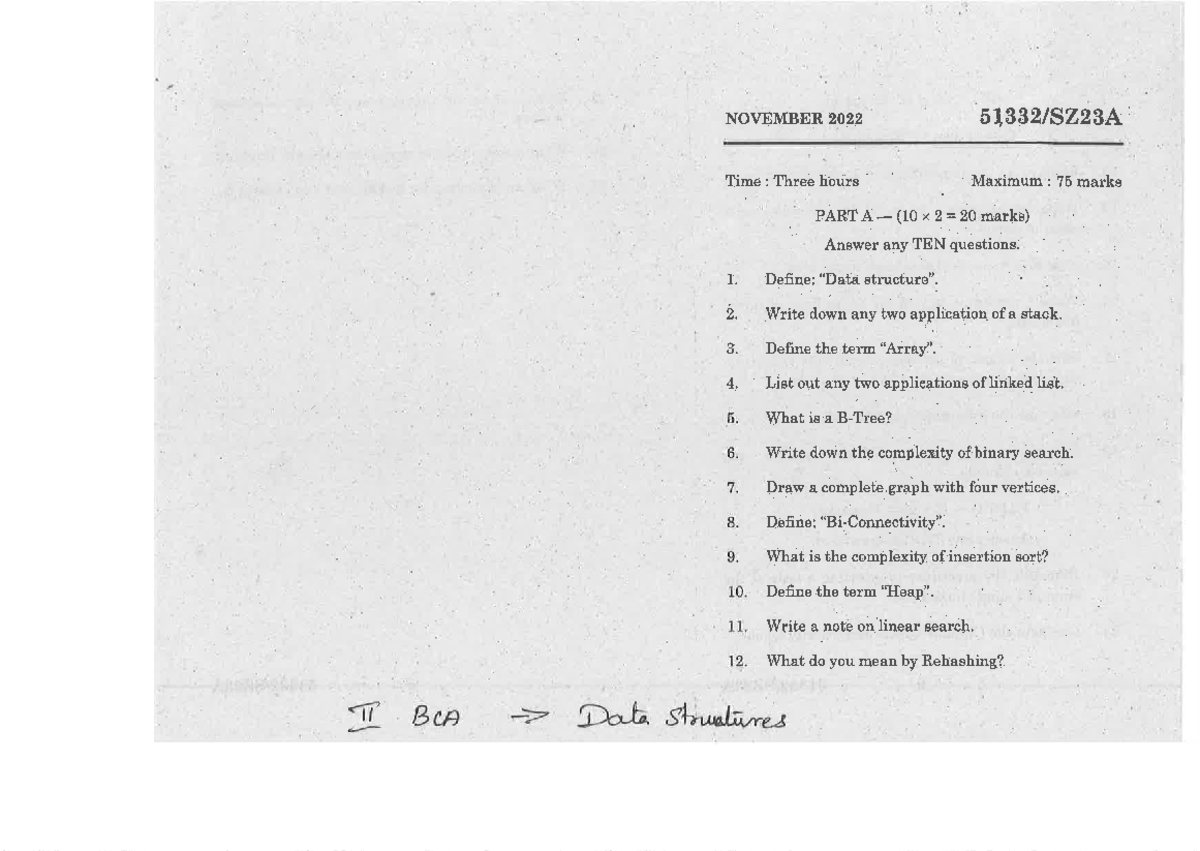 AZ23A-NOV22 - Easy notes - Algorithms and Data structures - Studocu