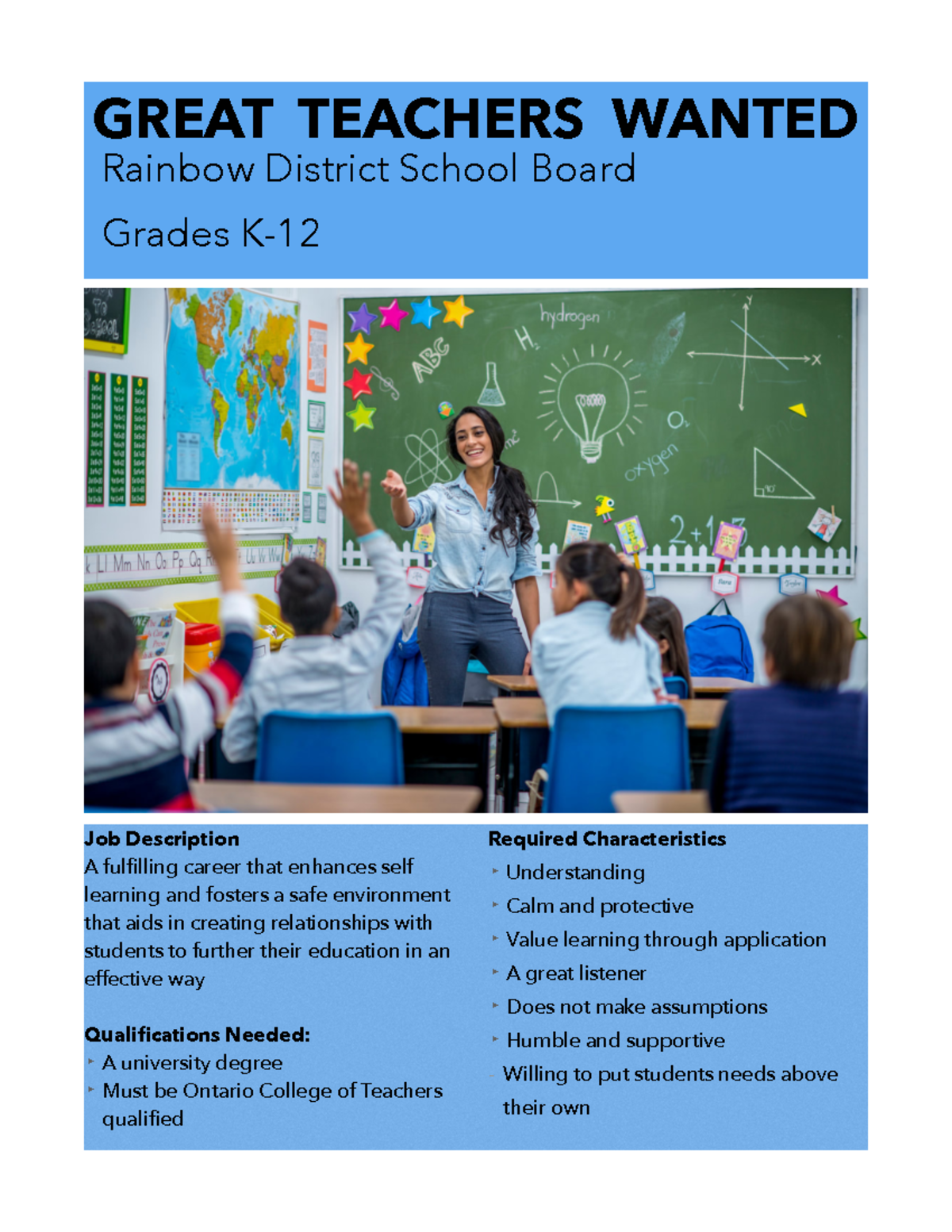 Teacher advertisment - discussion post 2 - GREAT TEACHERS WANTED Job ...