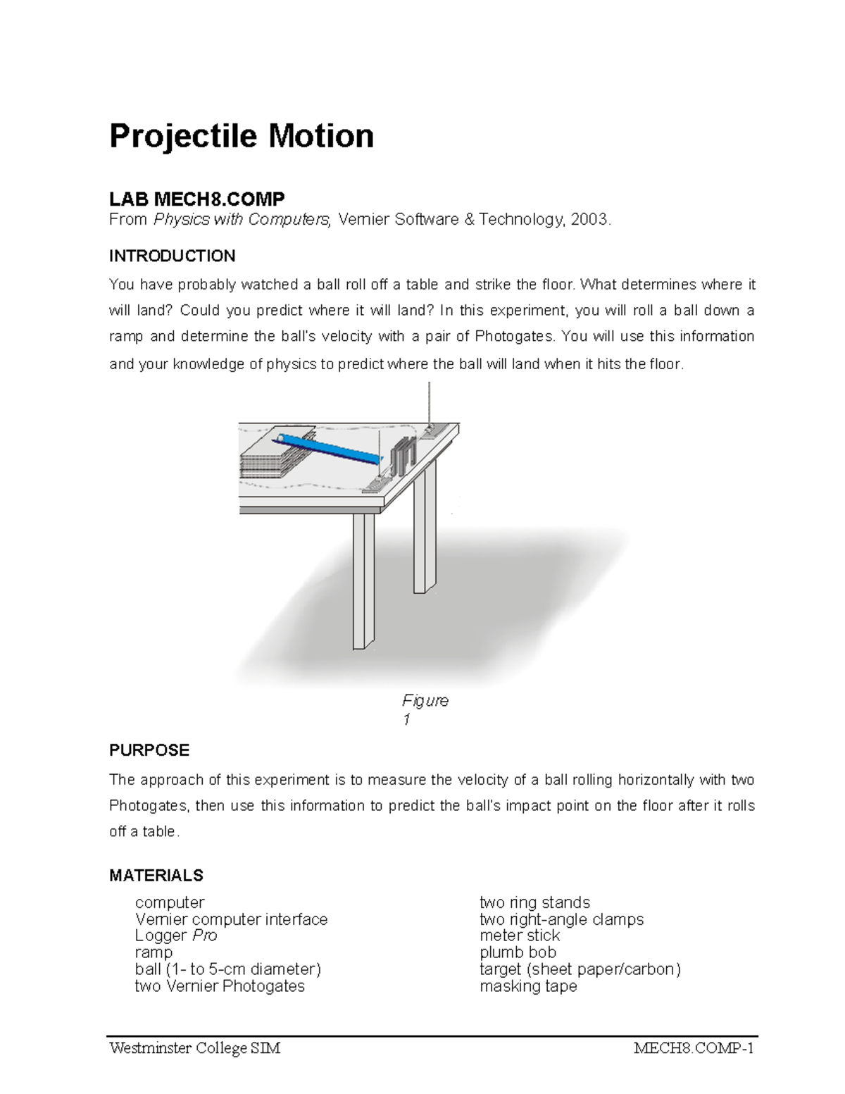 Projectile Motion Yo Whats Up Jit Projectile Motion Lab Mech8 From Physics With Computers