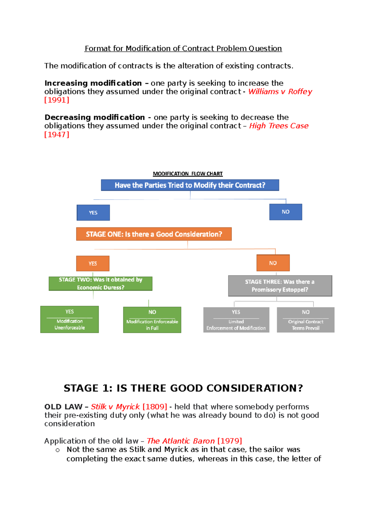 Format for Modification of Contract Problem Question - Increasing modification – one party is ...