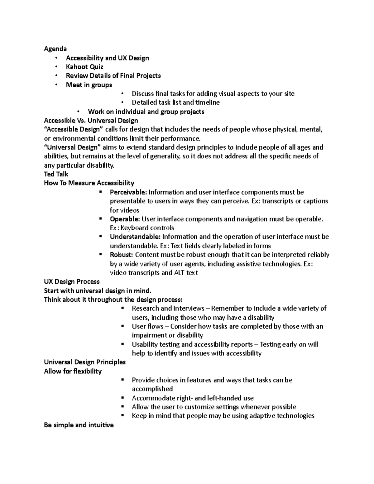 Accessibility - Lecture notes 1,2 - Agenda • Accessibility and UX ...