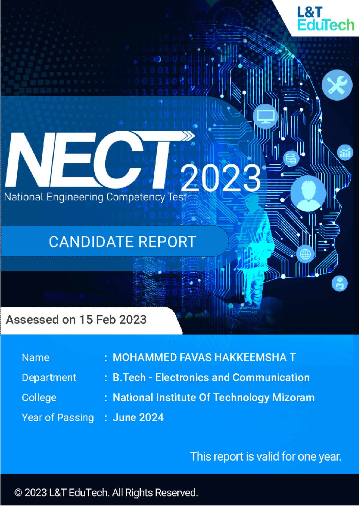 Nect-sample-report - Assessed on 15 Feb 2023 Name : MOHAMMED FAVAS ...