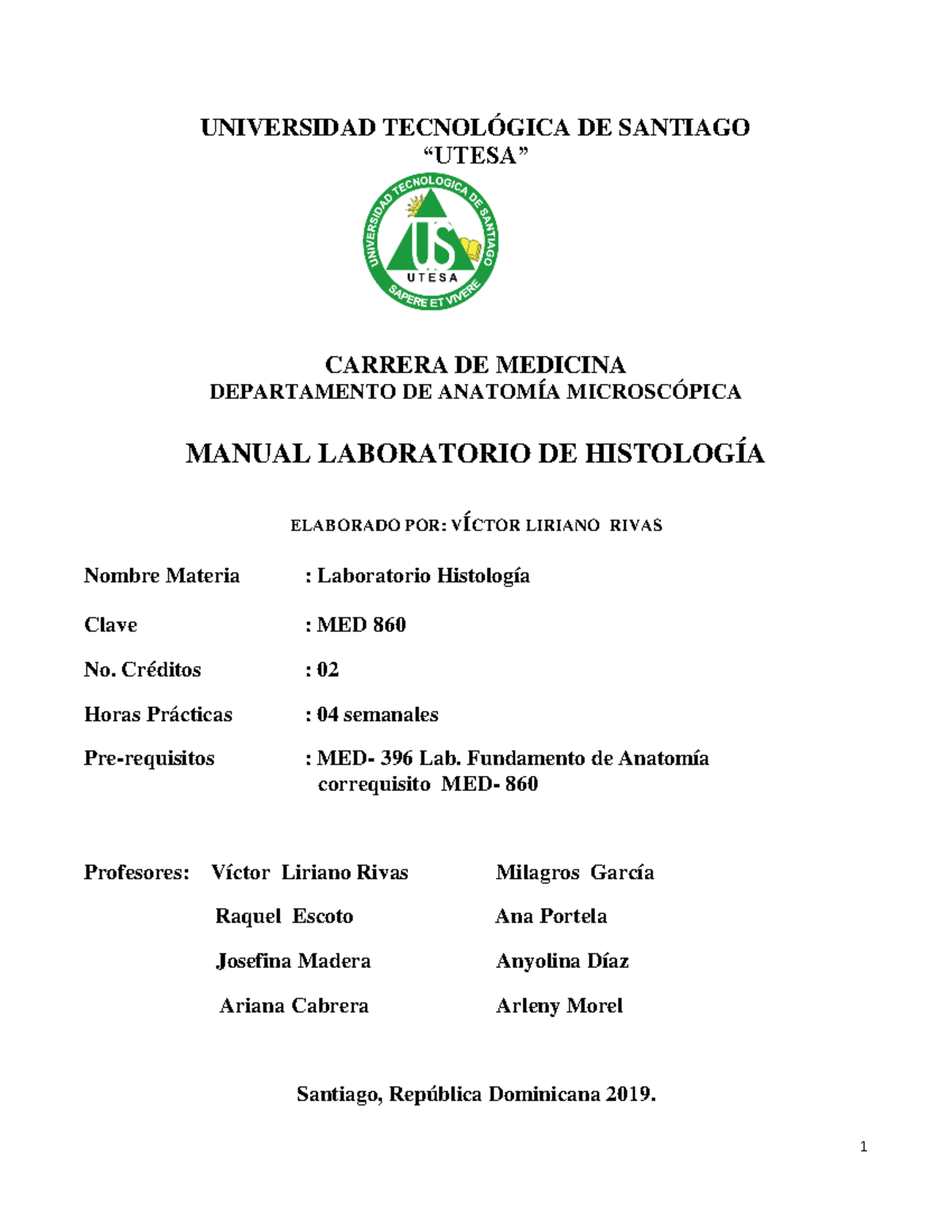 Manual de Histologia vacio - modificacion 2020 - Warning: TT: undefined function: 32 UNIVERSIDAD ...