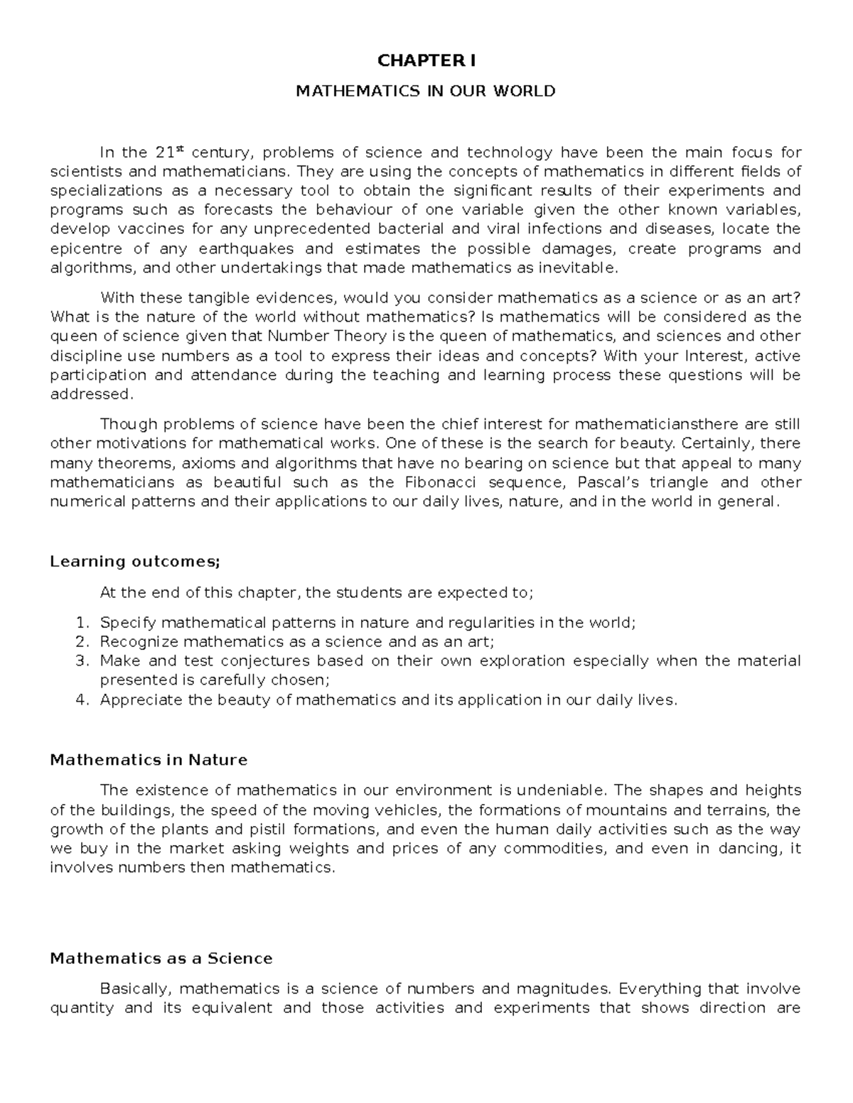 Math15 Module Mathematics In The Modern World CHAPTER I