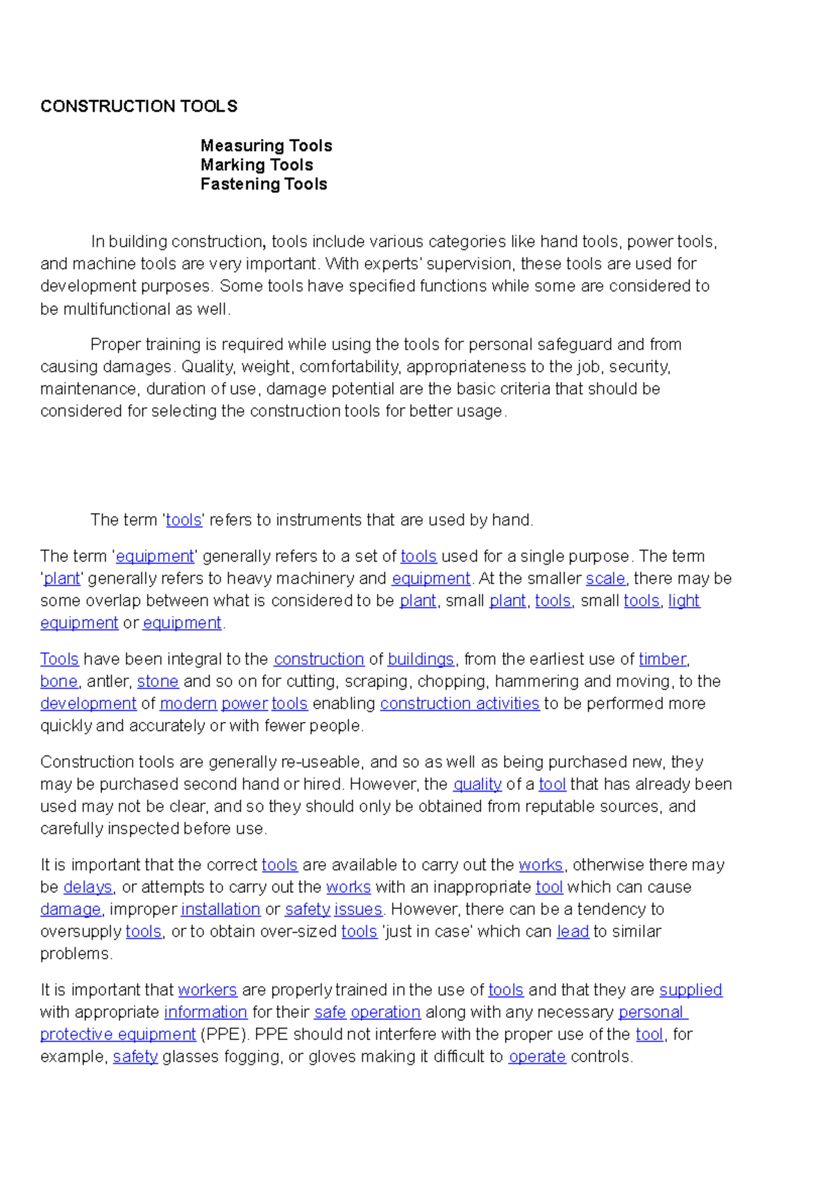 Construction Tools - CONSTRUCTION TOOLS Measuring Tools Marking Tools ...