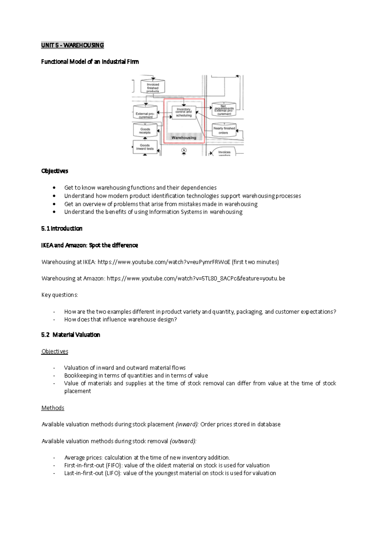 UNIT 5 pdf - UNIT 5 pdf - UNIT 5 - WAREHOUSING Functional Model of an ...