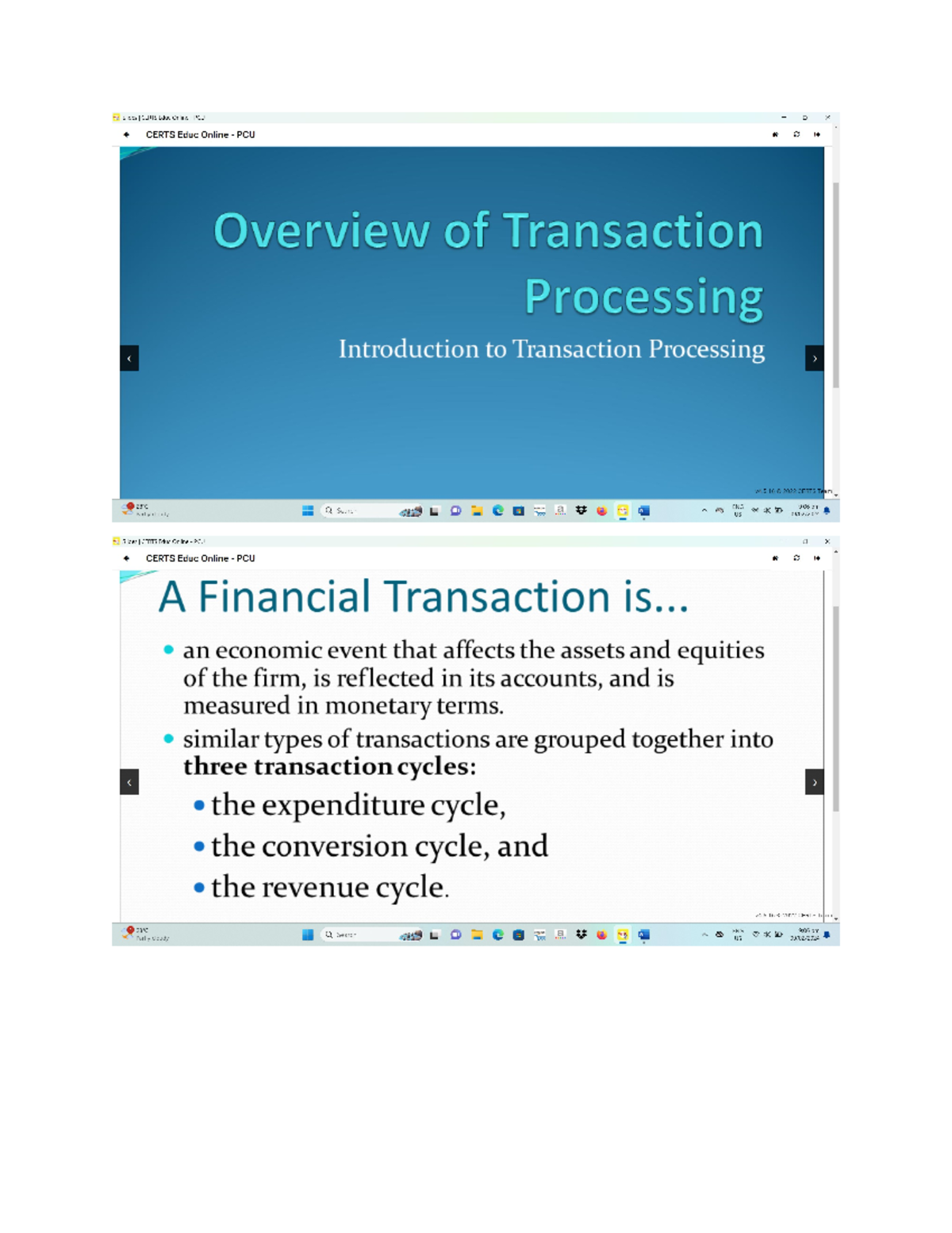 Overview of transaction processing - Masters in Business Administration ...