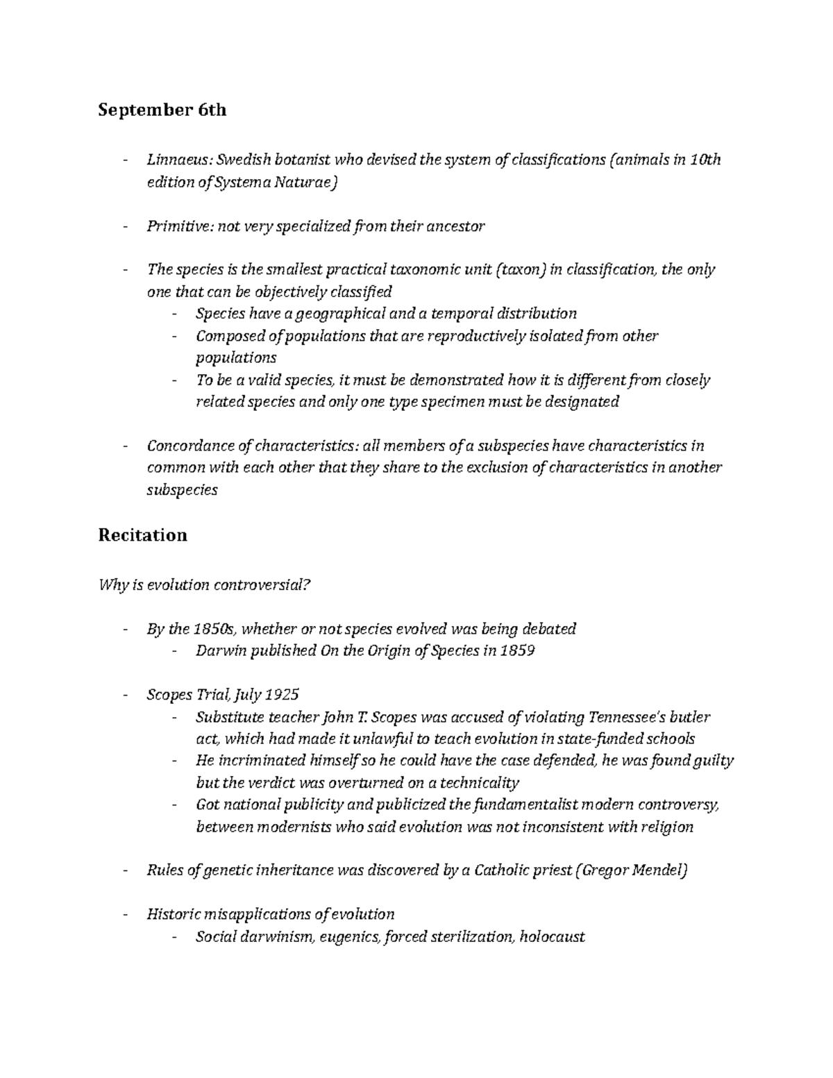Class 4 Notes - Why is evolution controversial? Defining a species. Dr ...