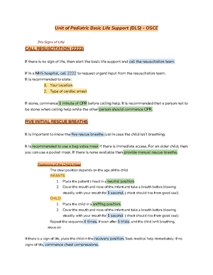 Unit of Pediatric Basic Life Support (BLS) - OCSE - PULSE CHECK The ...