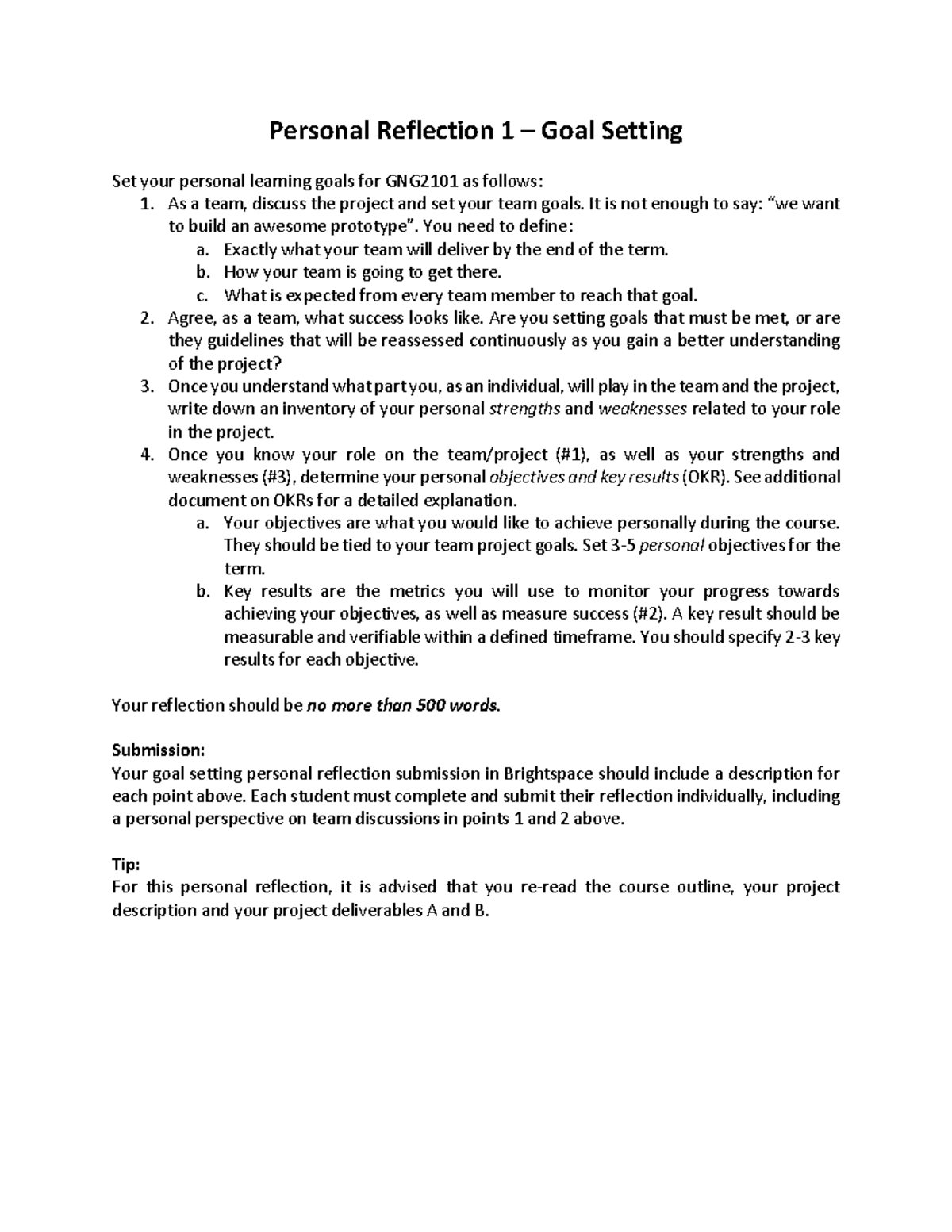 Personal Reflection 1-Goals - Personal Reflection 1 – Goal Setting Set ...