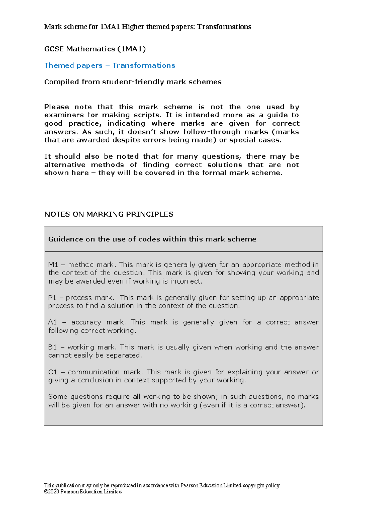50b%20Transformations H Mark%20Scheme - Mark scheme for 1MA1 Higher ...