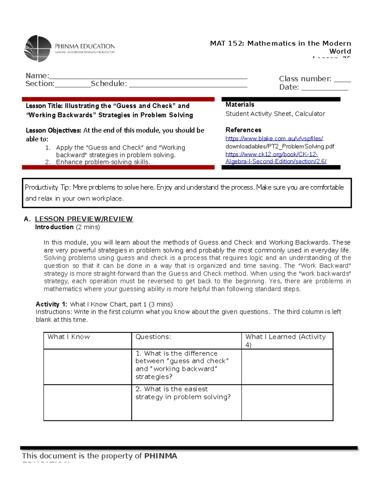 SAS 6 - MODULES FROM SWU FRESHMEN! - MAT 152: Mathematics in the Modern ...