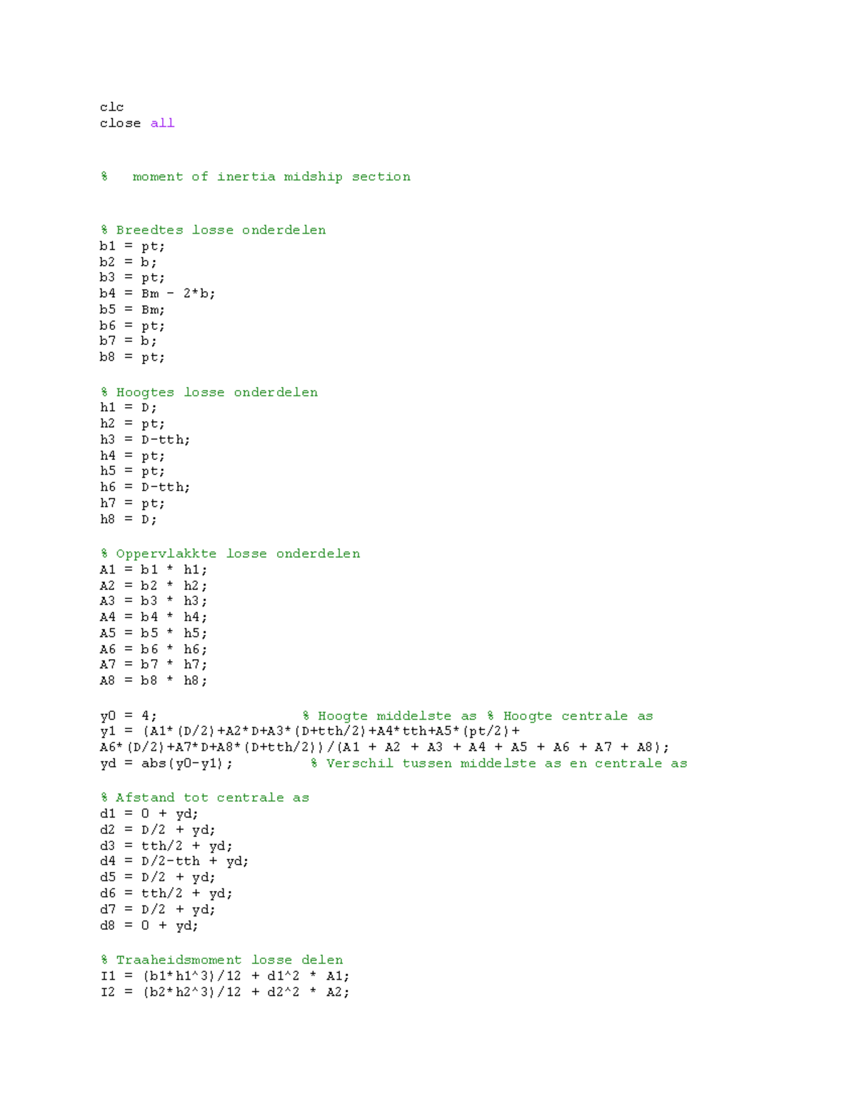 Part-1 - Matlab script van part 1 - clc close all % moment of inertia ...