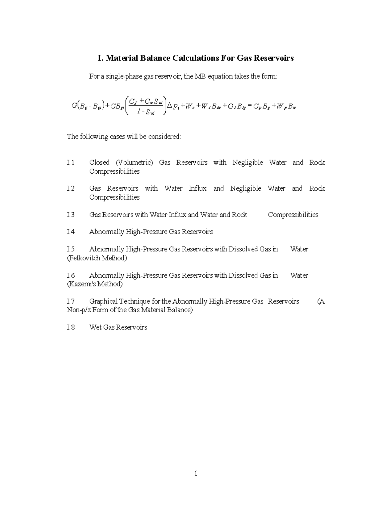 Week5 - notes used during this class - I. Material Balance Calculations ...