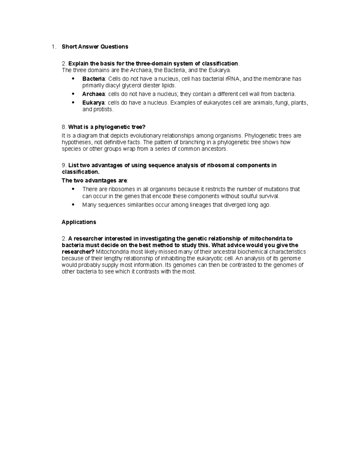 Chapter 7 microbiology 2 - Short Answer Questions Explain the basis for ...