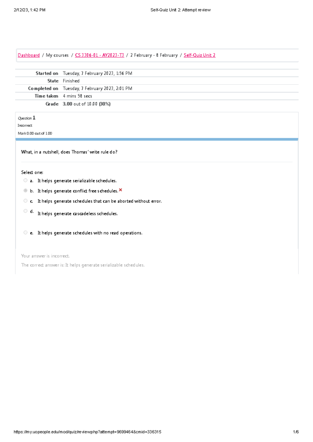 Self Quiz Unit 2 Attempt Review 3 Started On Tuesday 7 February 2023 1 56 Pm State Finished