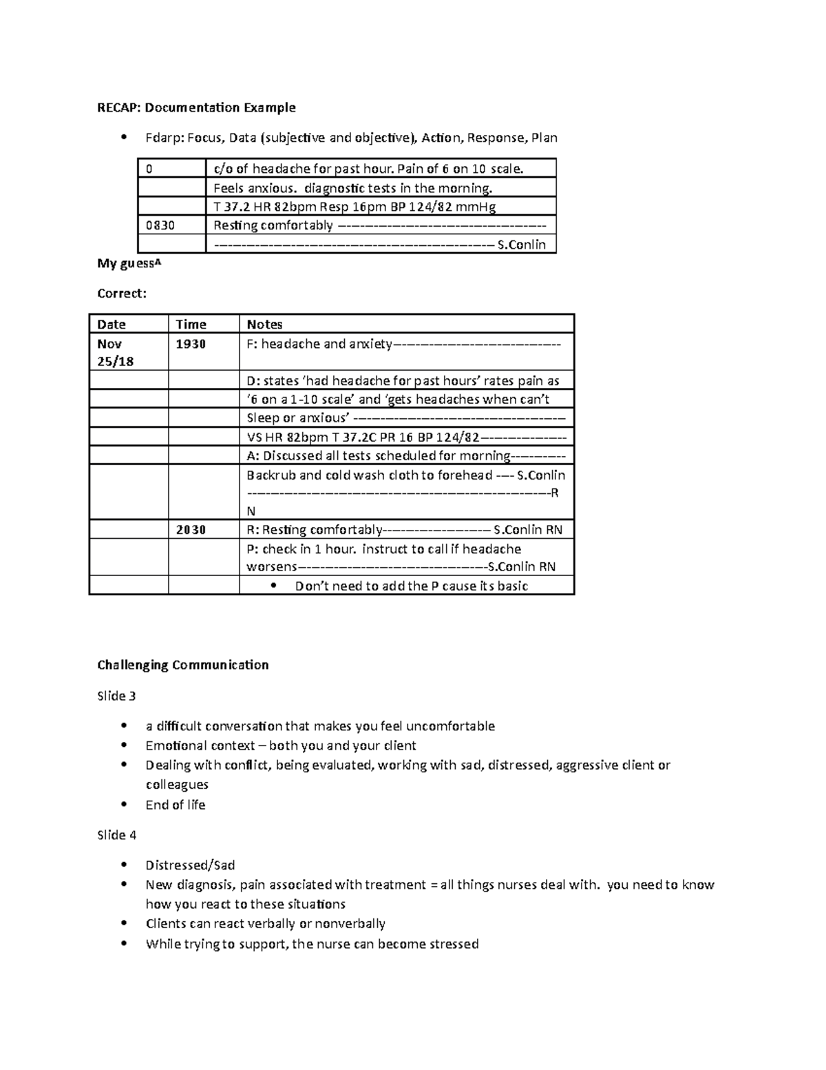 Comm W12 Lecture Notes - manal - RECAP: Documentation Example Fdarp ...