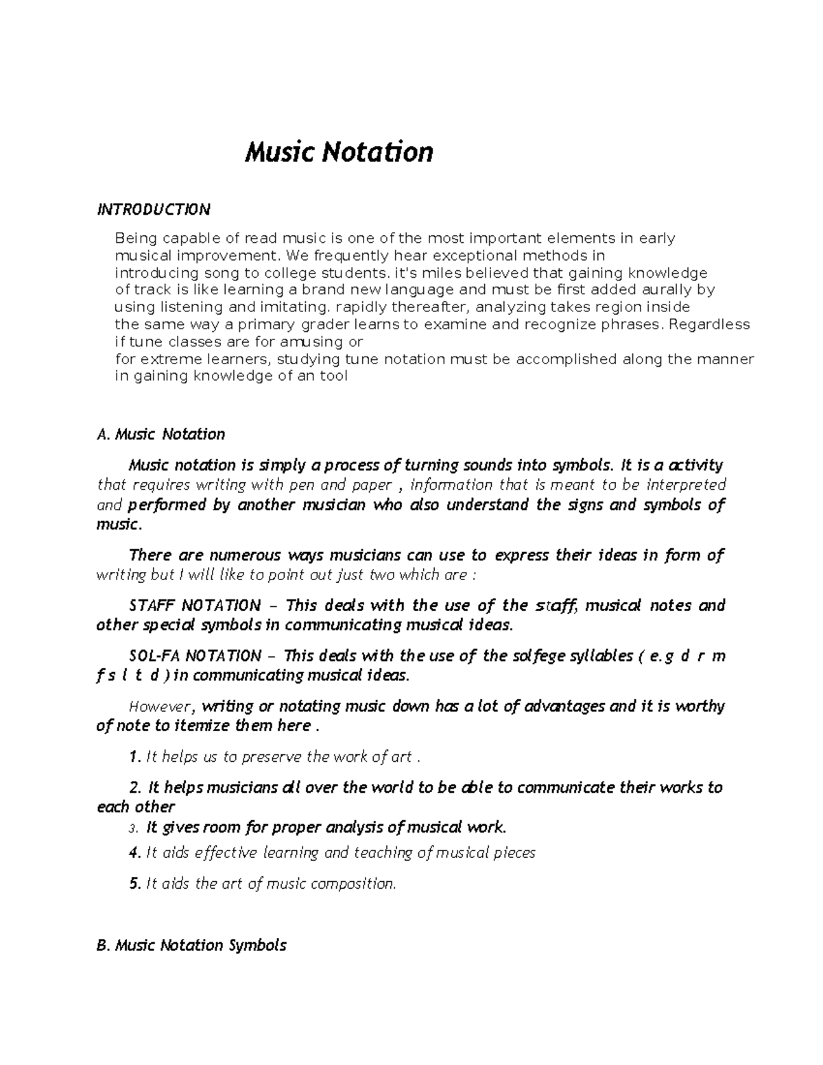 Lecture 2 - all about music - Music Notation INTRODUCTION Being capable ...