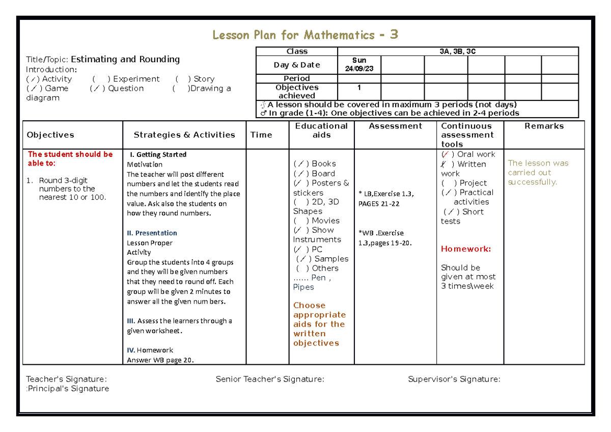 Lesson Plan for Mathematics 3 - September 24-27,2023 - Lesson Plan for ...