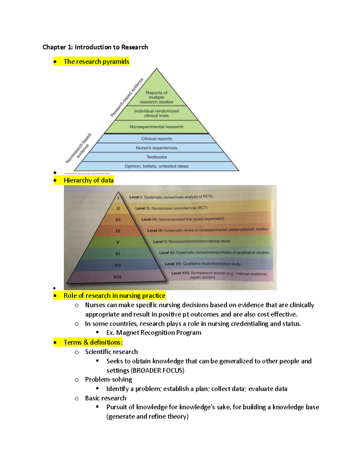 Exam 1 Research - notes - Chapter 1: Introduction to Research The ...