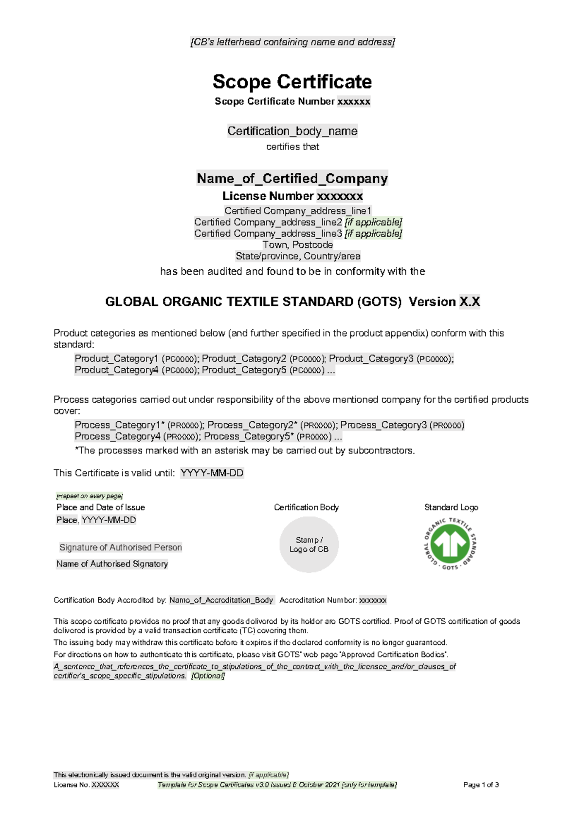 Template for Scope Certificates v 3 - [CB’s letterhead containing name ...