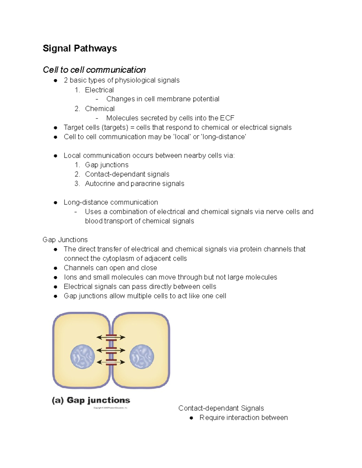 Topic 7.1 Signal Pathways - Signal Pathways Cell to cell communication ...