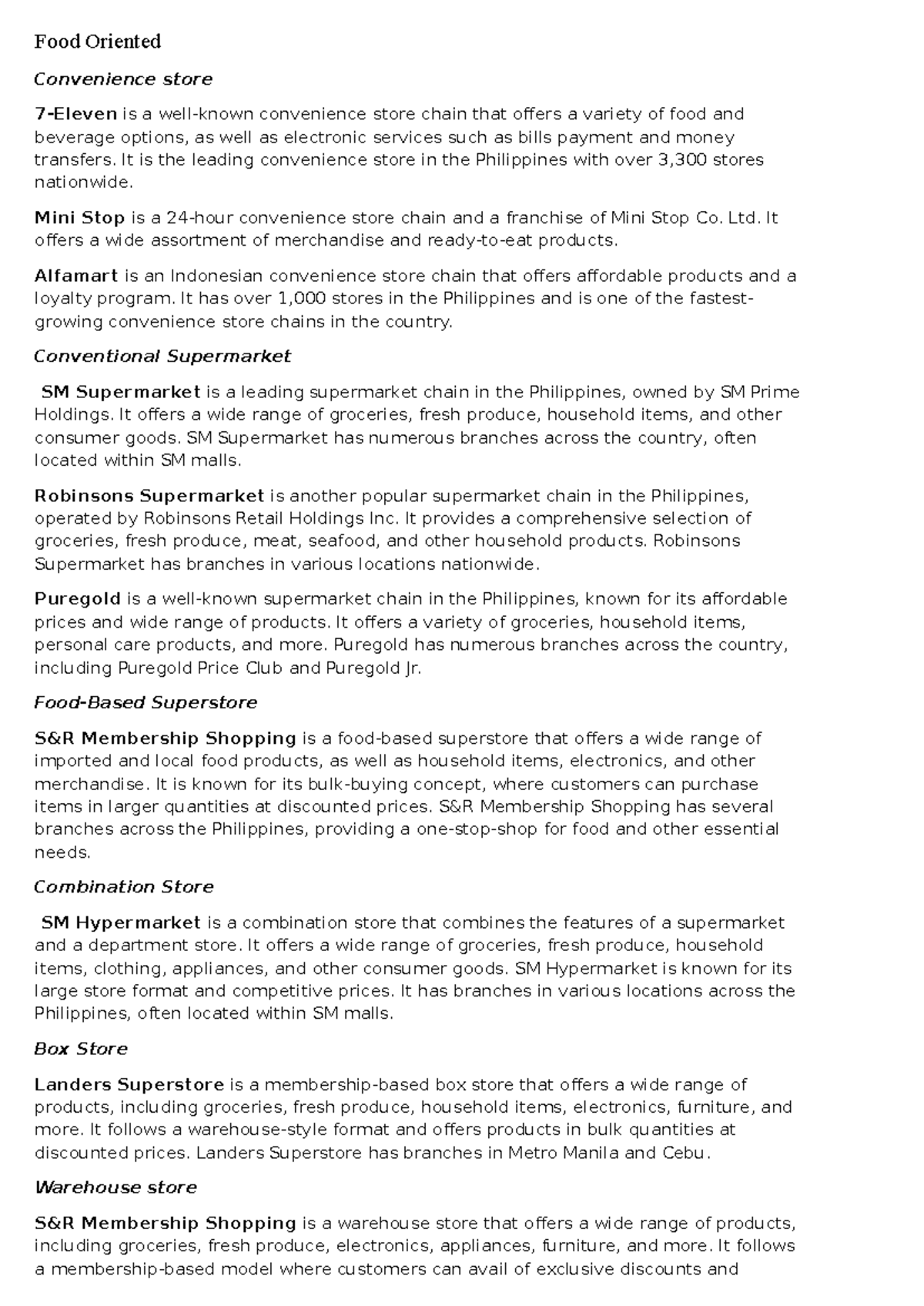 RM activity - Food Oriented Convenience store 7-Eleven is a well-known ...