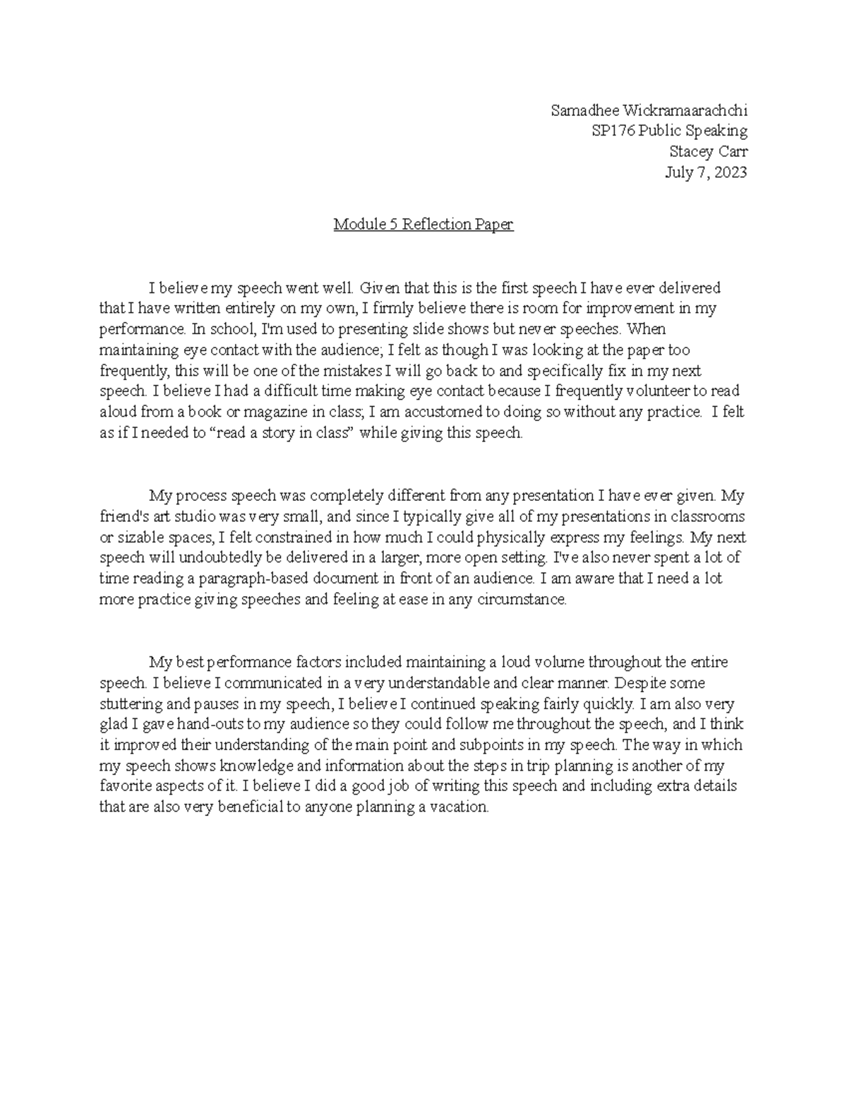 Module 5 Reflection Paper - Samadhee Wickramaarachchi SP176 Public ...