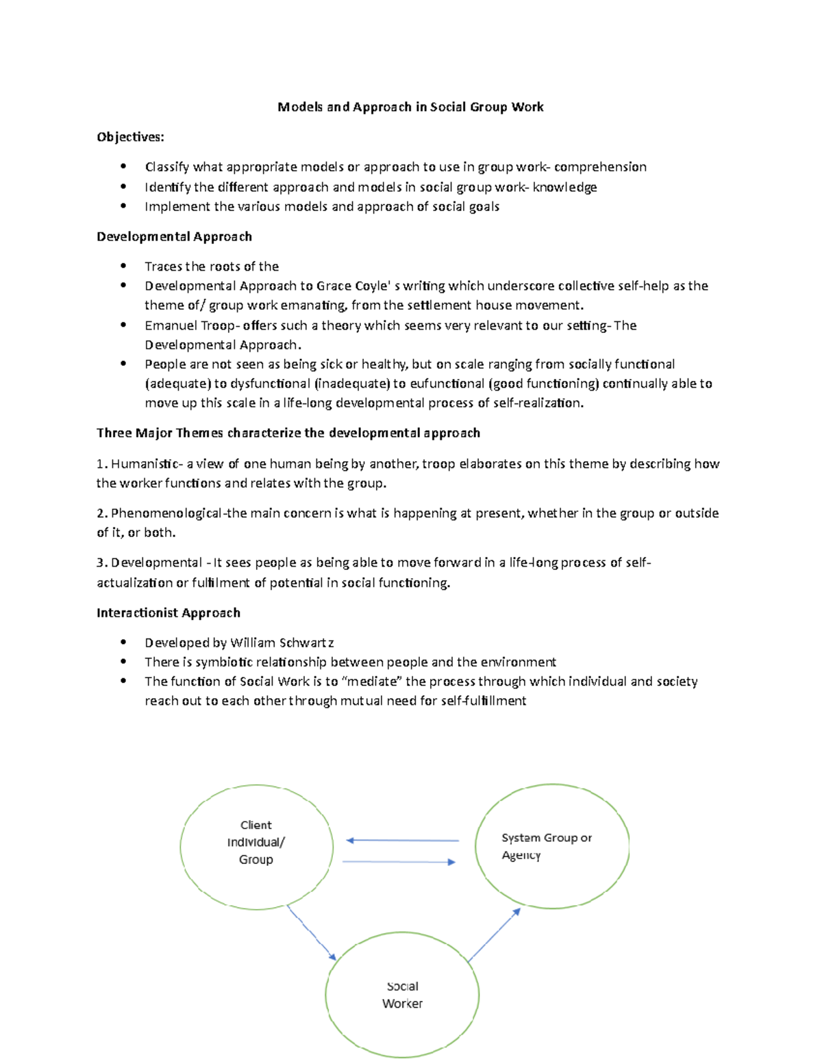 Models and Approach in Social Group Work Team Goal DIgger SWRK 110 ...