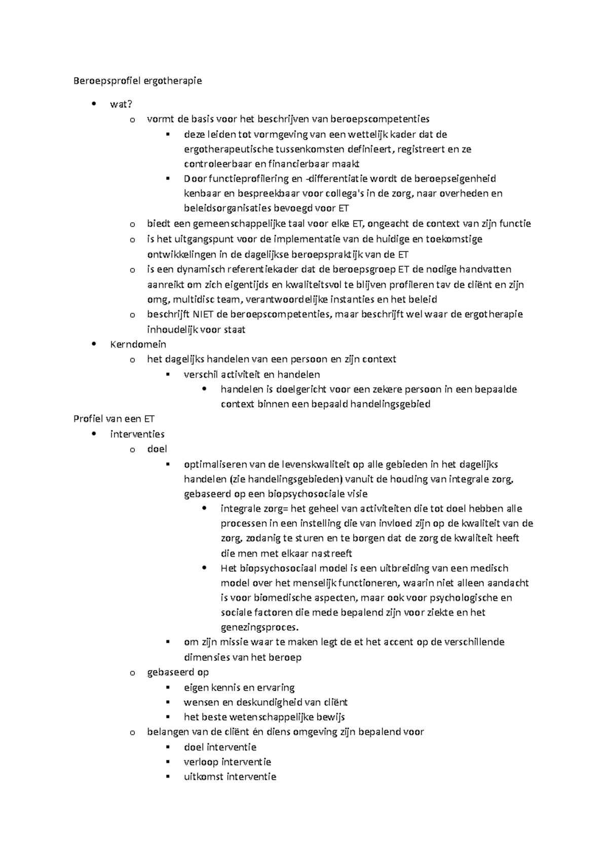 Beroepsprofiel ET - Beroepsprofiel ergotherapie wat? o vormt de basis voor het beschrijven van ...