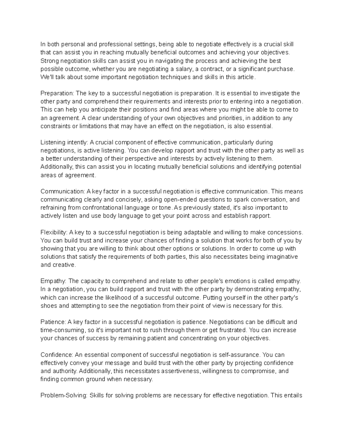 Negotiation Skills Notes - In both personal and professional settings ...