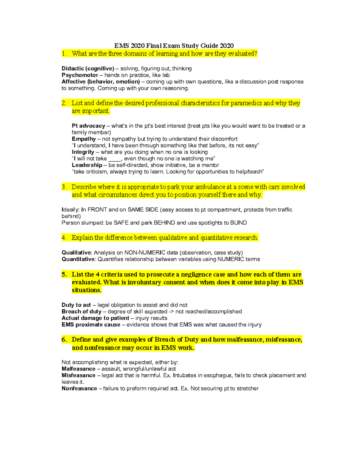 EMS 2020 Final Exam Study Guide 2020 - EMS 2020 Final Exam Study Guide ...