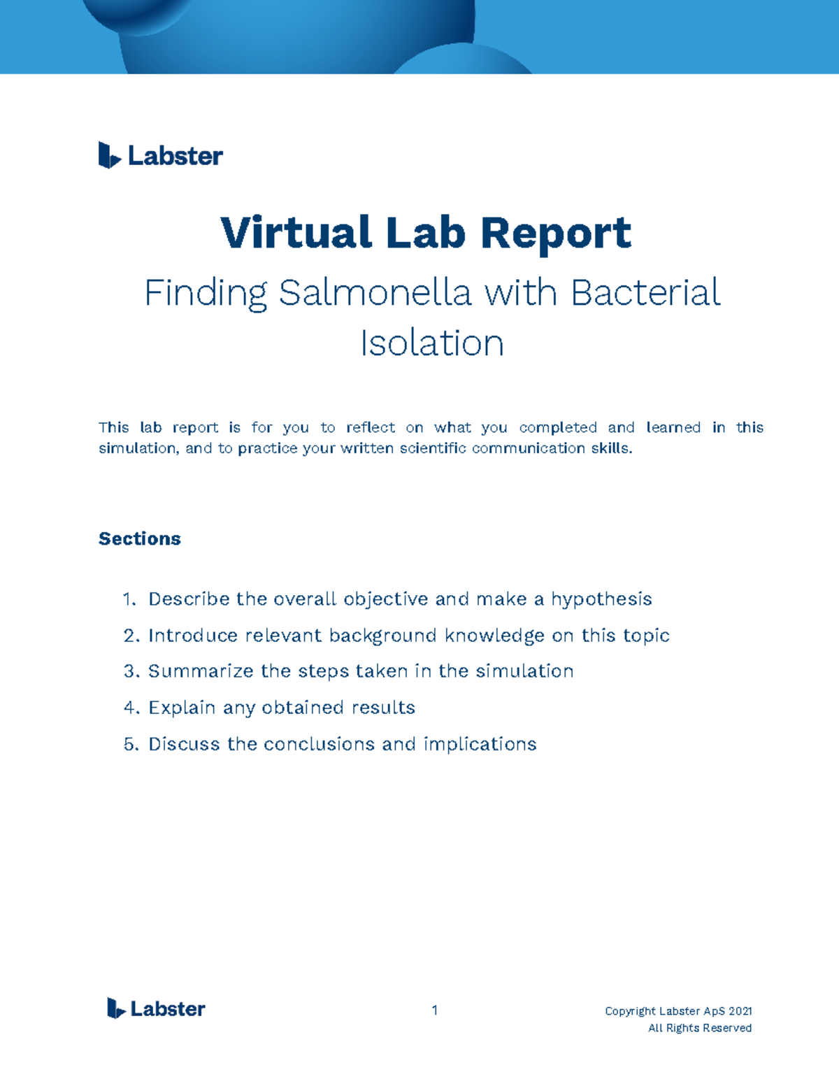 Cowell lab report Bacterial Isolation - Virtual Lab Report Finding ...