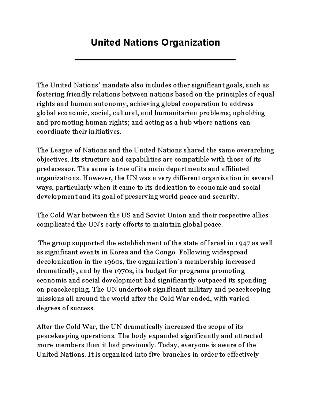 United Nations Organization - United Nations Organization ...