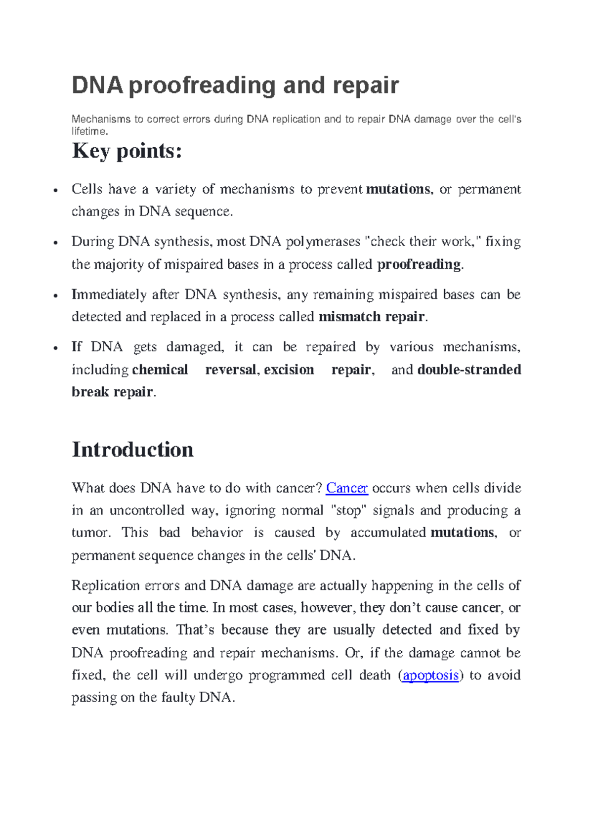 DNA proofreading,EDU161 - DNA proofreading and repair Mechanisms to ...