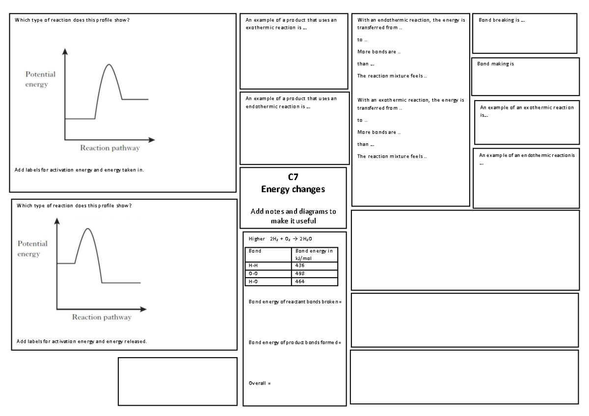 C7 place mat - chapter 7 - C 7 Energy changes Add notes and diagrams to ...