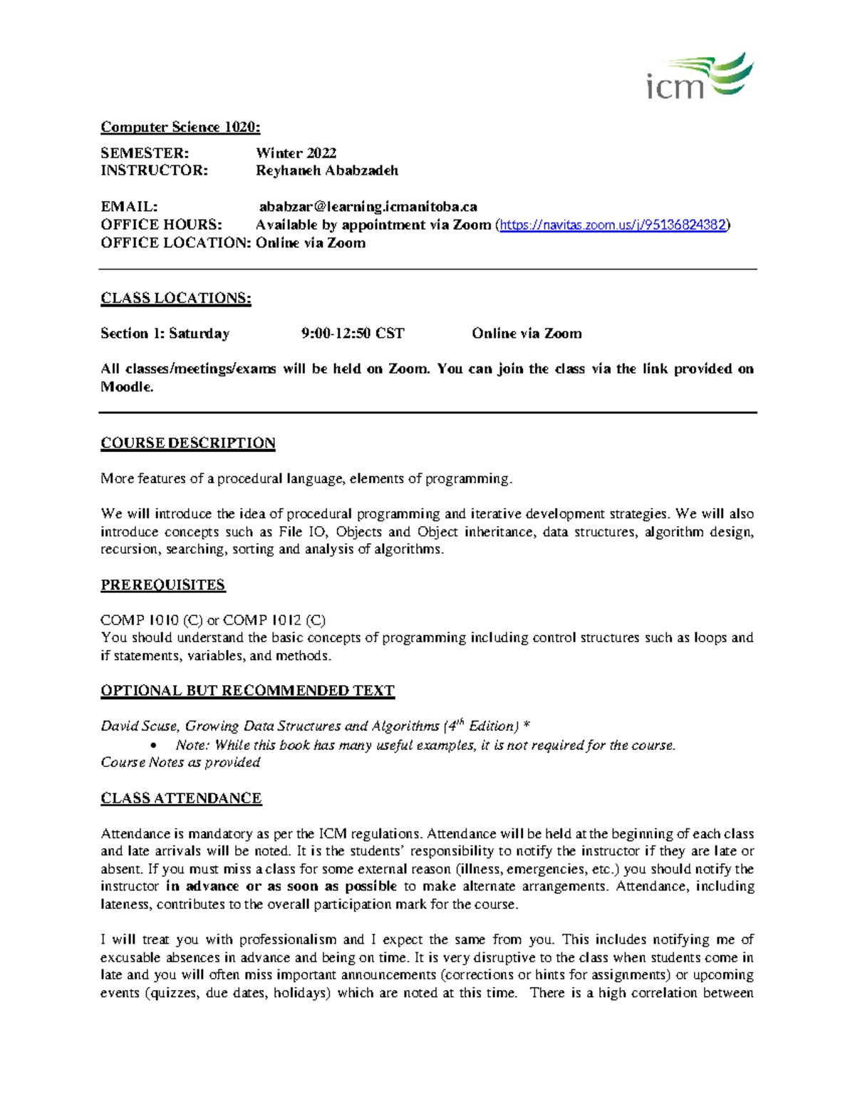 COMP1020 Ababzar SAM - Computer Science 1020 - COMP 1020 - Course ...