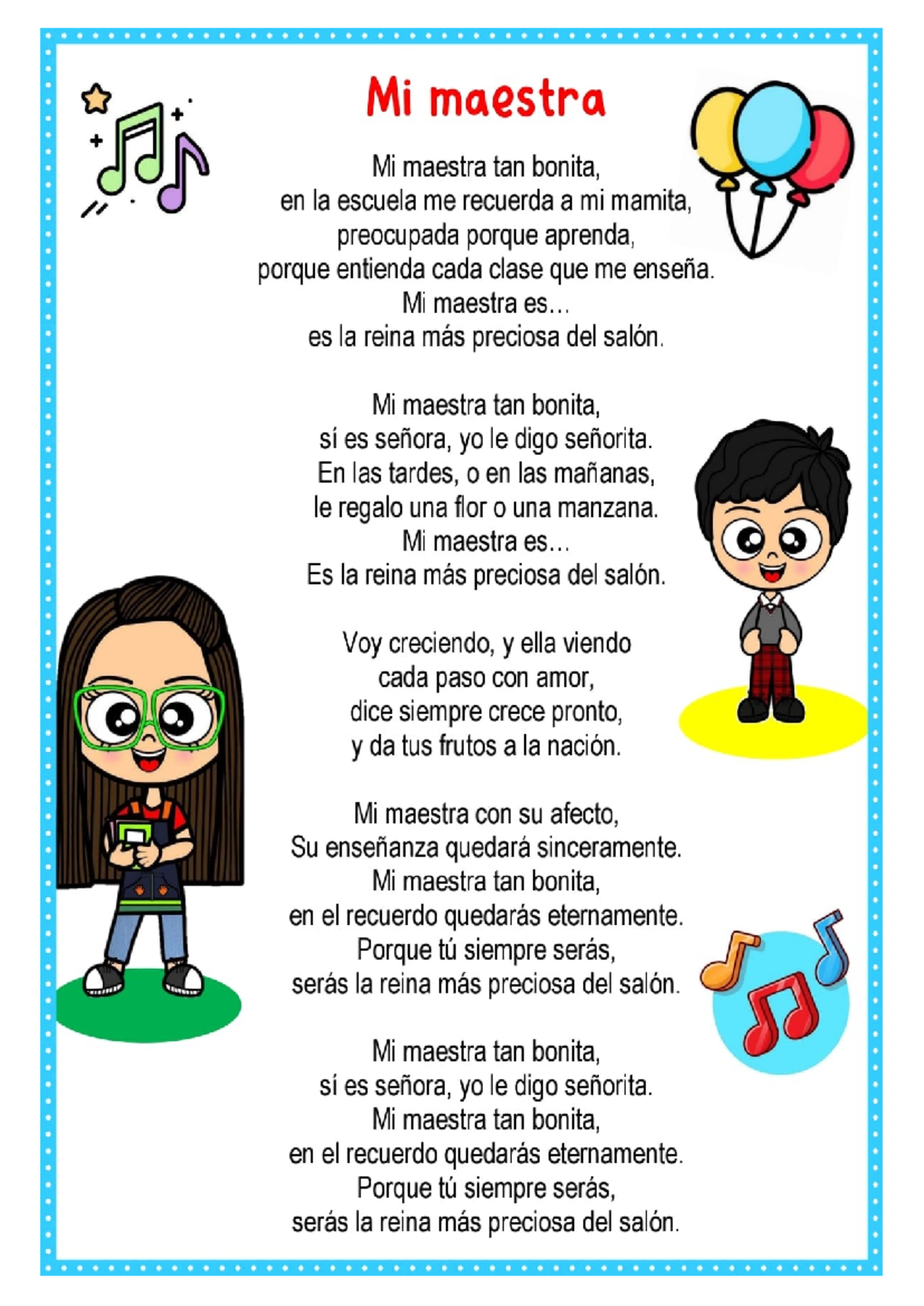 Poesia a la maestra - CACACACA - Mi maestra daji Mi maestra tan bonita, en la escuela me ...