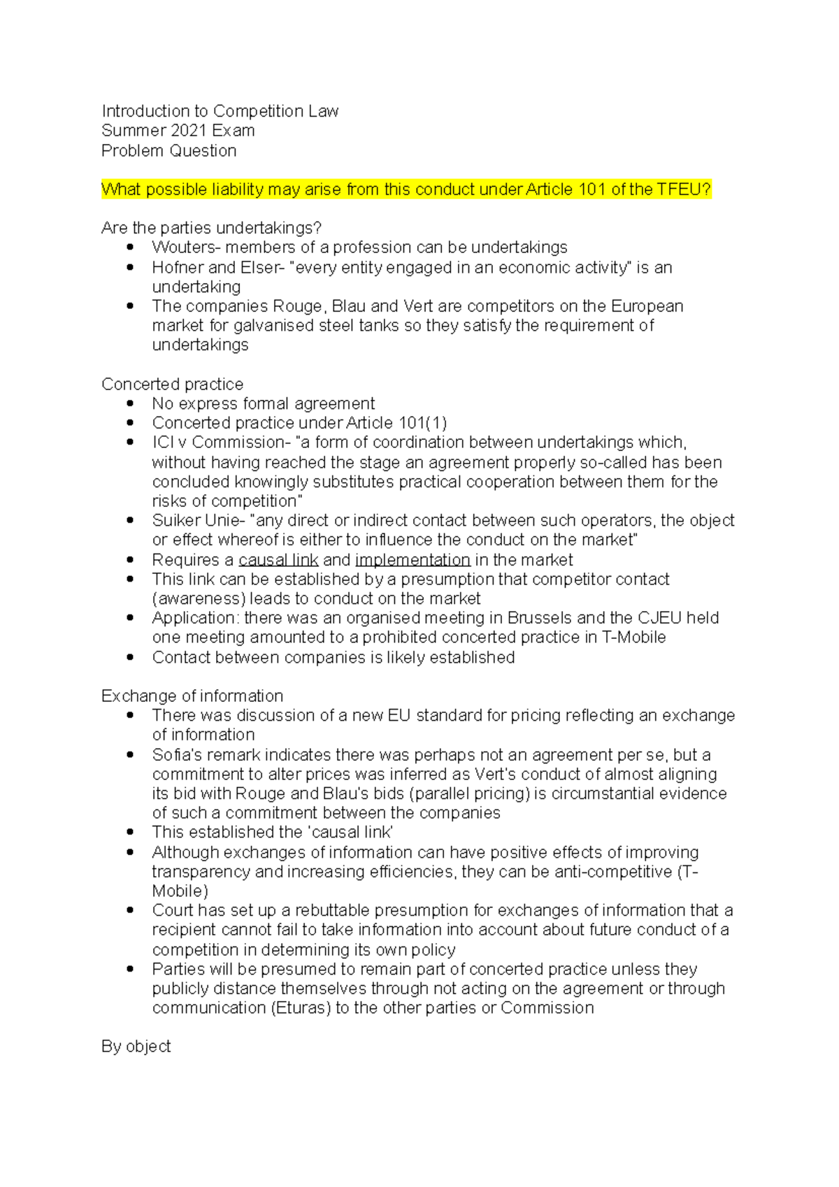 Introduction to Competition Law Concerted Practice Problem ...