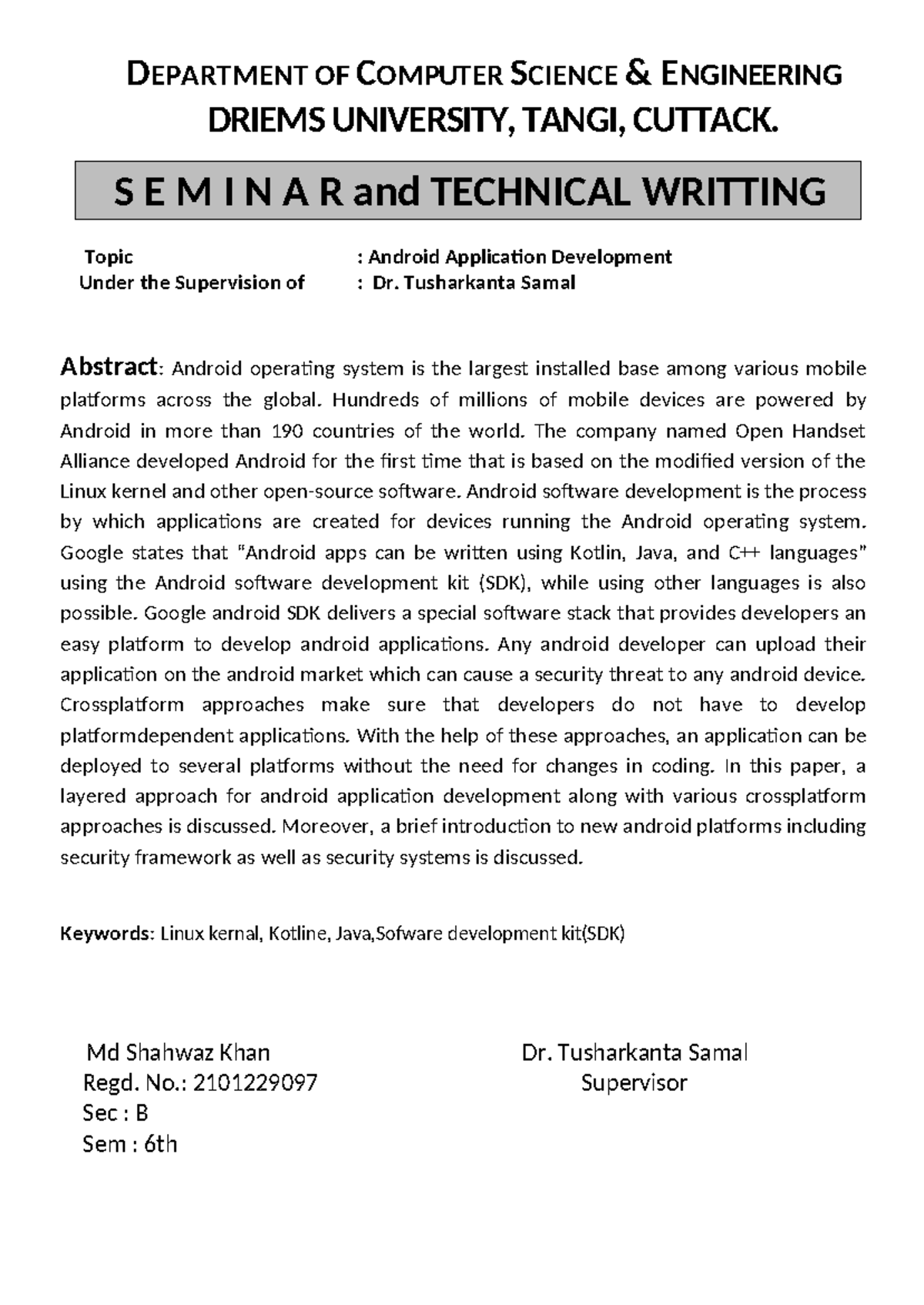 Abstract 097 - DEPARTMENT OF COMPUTER SCIENCE & ENGINEERING DRIEMS ...