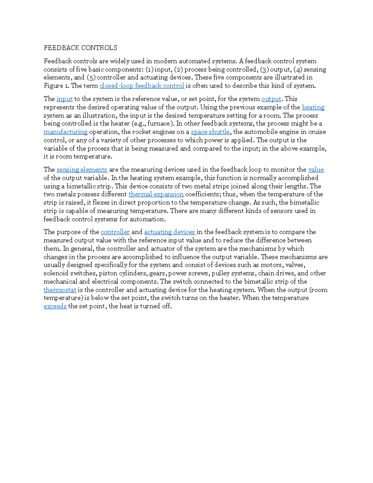 Feedback Controls - FEEDBACK CONTROLS Feedback controls are widely used ...