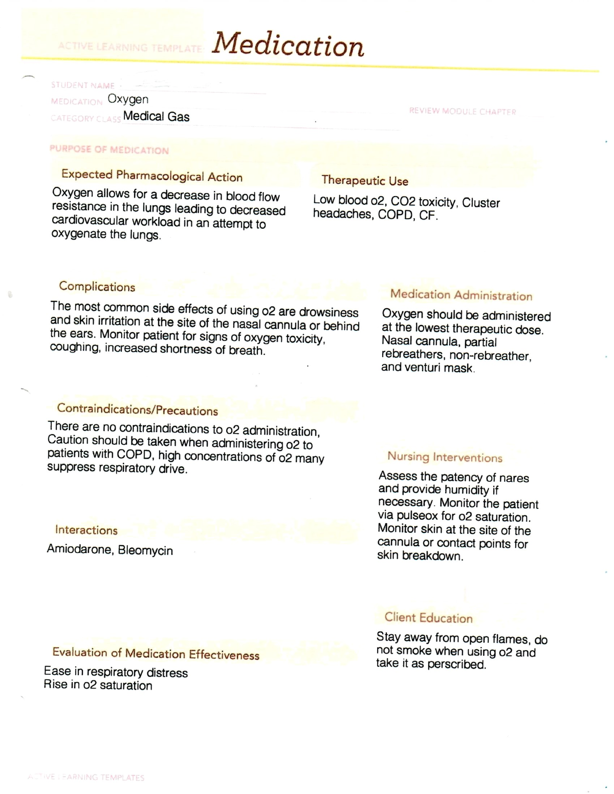 ATI Oxygen Medication Sheet - PNSG 2240 - Studocu