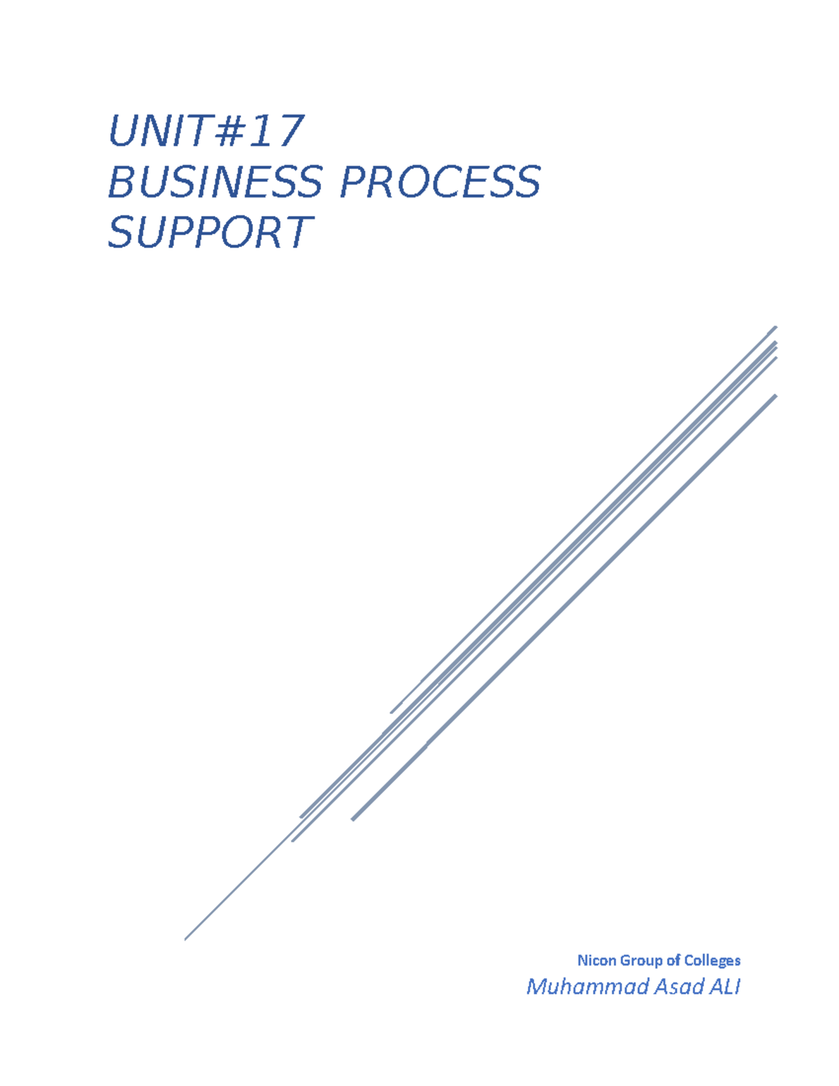 Unit 17 Business Process Support - UNIT# BUSINESS PROCESS SUPPORT Nicon ...