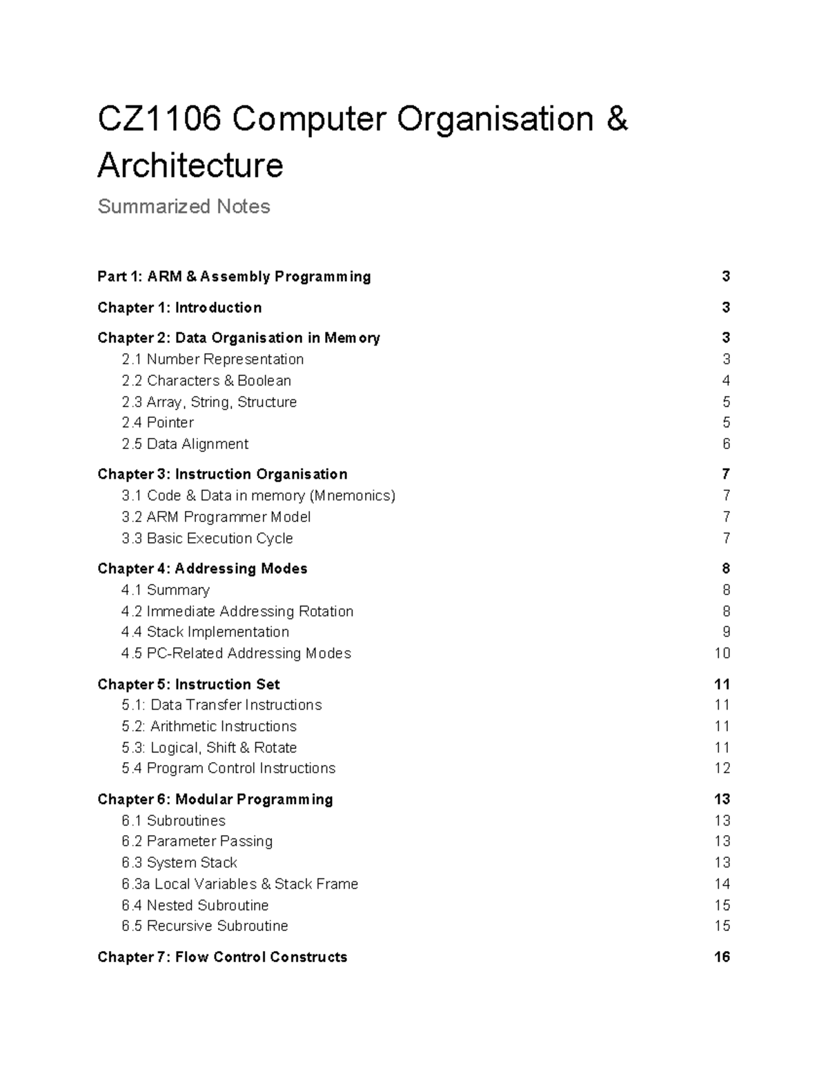 Computer Organisation & Architecture - CZ1106 Computer Organisation ... Computer Organisation & Architecture - CZ1106 Computer Organisation ...