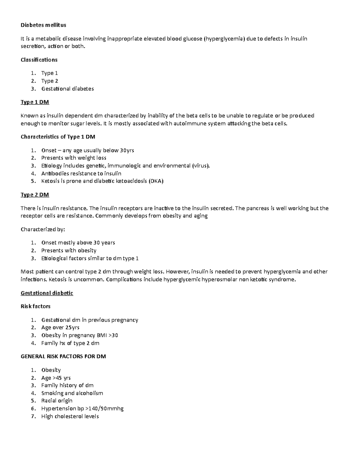 Diabetes mellitus - For practice examinations and lecture notes ...