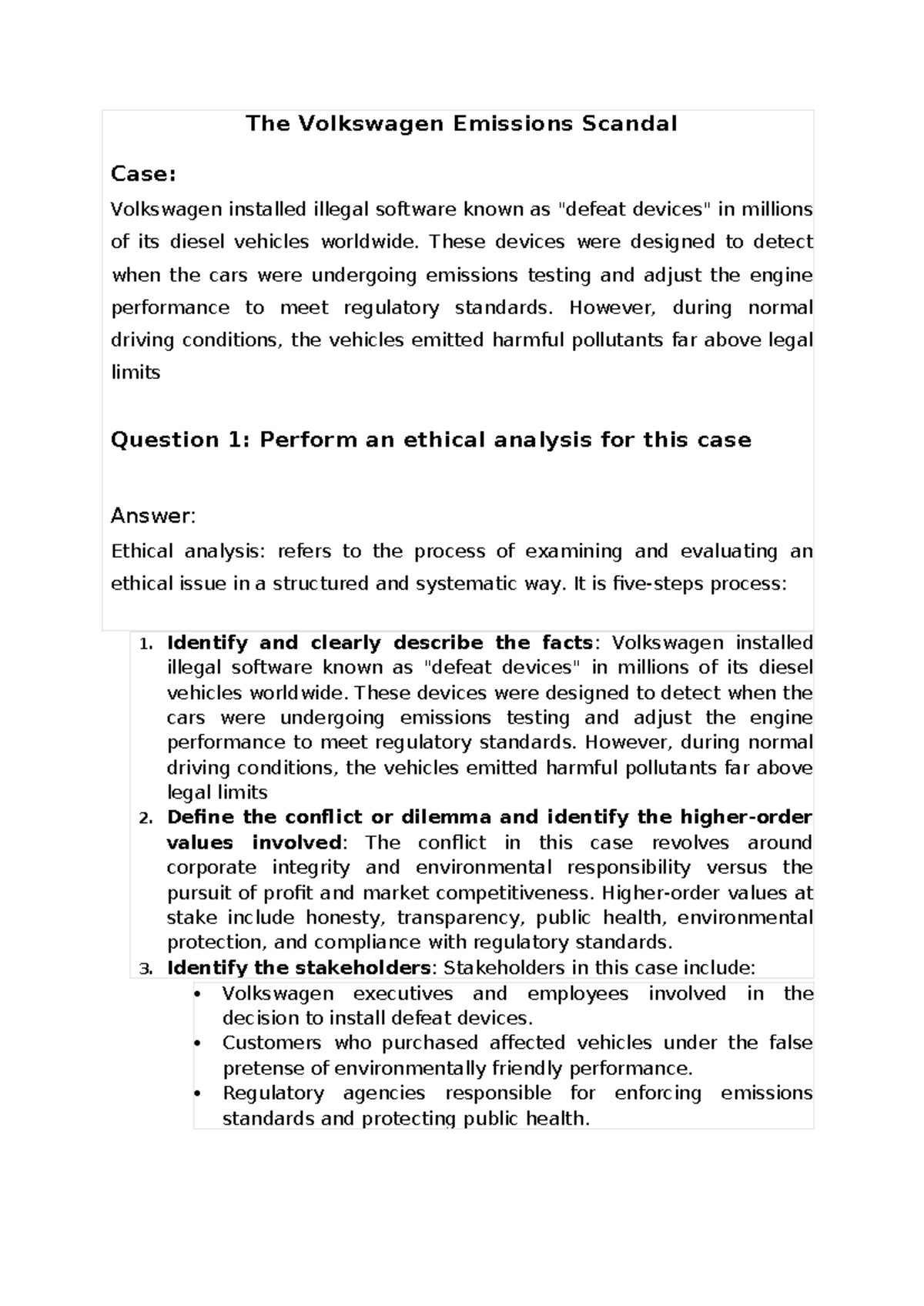 The Volkswagen Emissions Scandal - The Volkswagen Emissions Scandal ...