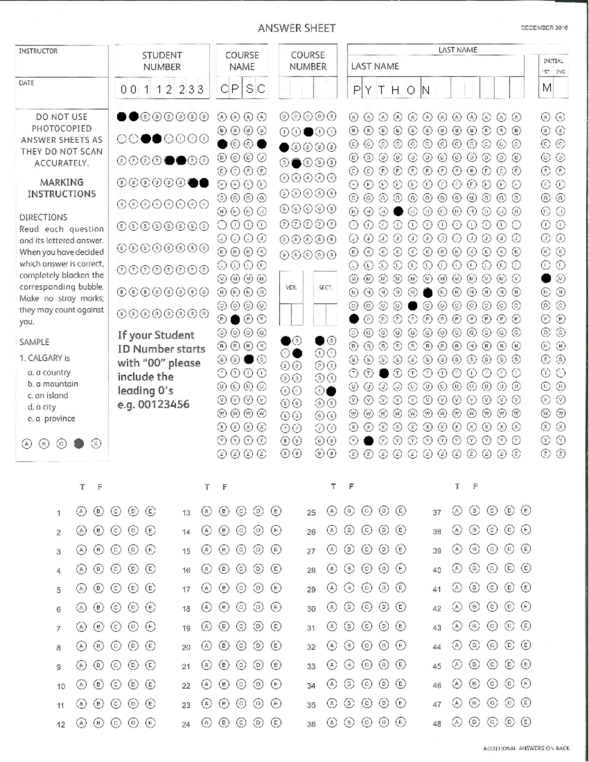 Practice Midterm CPSC217 - C P S C 0 0 1 1 2 2 3 3 P Y T H O N M 0 CPSC 217 Practice Midterm ...